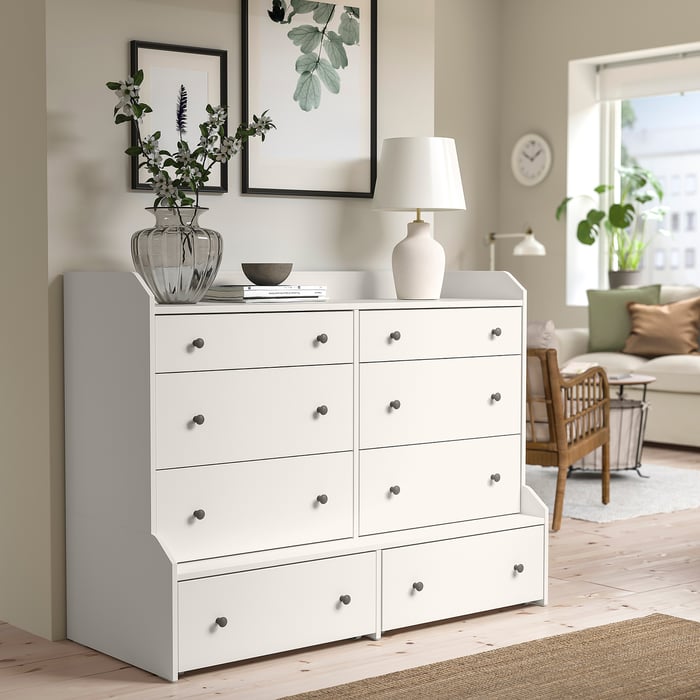 HAUGA 8-drawer dresser, white, 138x104 cm (543/8x41") - IKEA CA