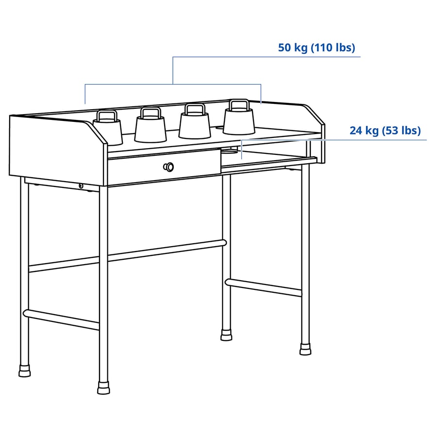 HAUGA desk, gray, 100x45 cm (393/8x177/8") - IKEA CA