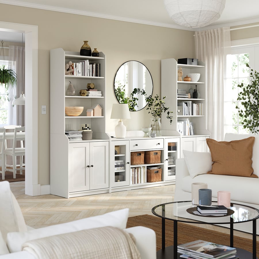 HAUGA storage combination, white, 279x46x199 cm (1097/8x181/8x783/8 ...