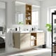 HAVBÄCK / ORRSJÖN sink cab/sinks/taps, beige/oak effect/white marble ...