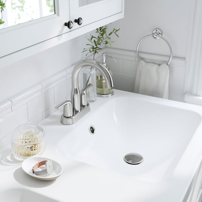 HAVBÄCK / ORRSJÖN sink cab w drawers/sink/taps, beige, 124.6x55.3x70.3 ...