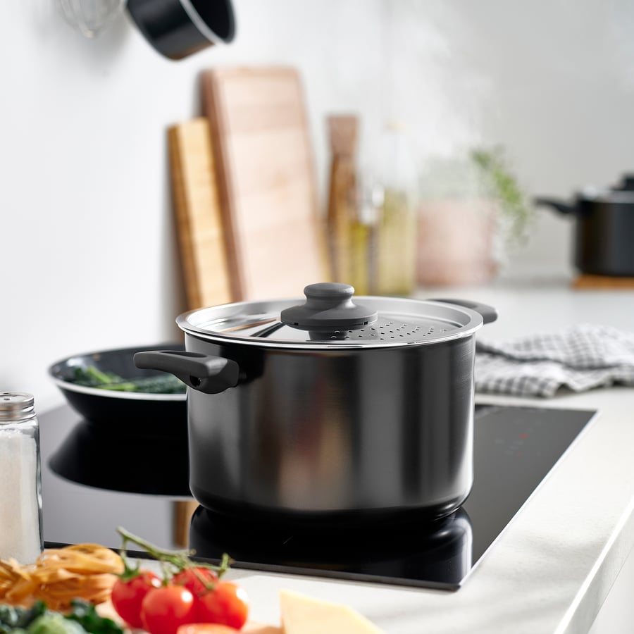 HEMLAGAD 6-piece cookware set, non-stick coating black - IKEA CA
