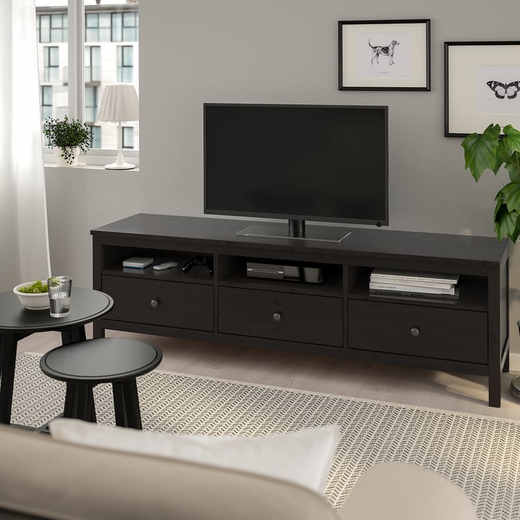HEMNES TV bench, black-brown, 183x47x57 cm (72x181/2x221/2") - IKEA CA