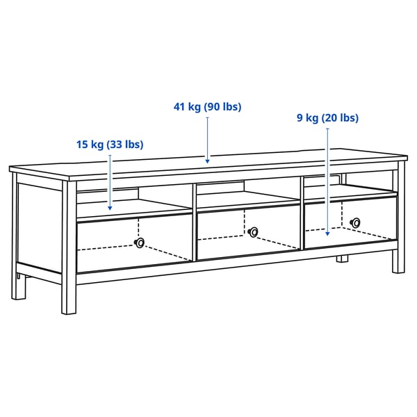 HEMNES TV bench, black-brown, 183x47x57 cm (72x181/2x221/2") - IKEA CA