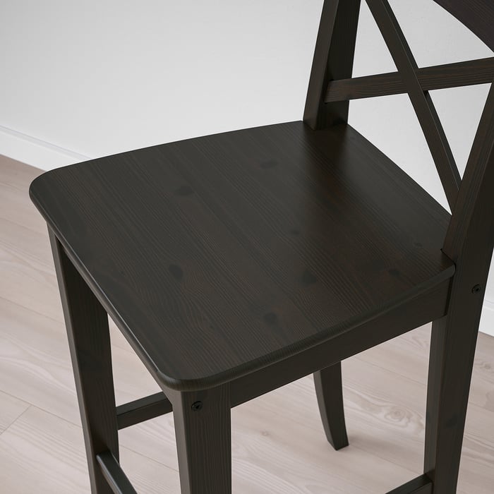 INGOLF bar stool with backrest, brown-black, 63 cm (243/4") - IKEA CA