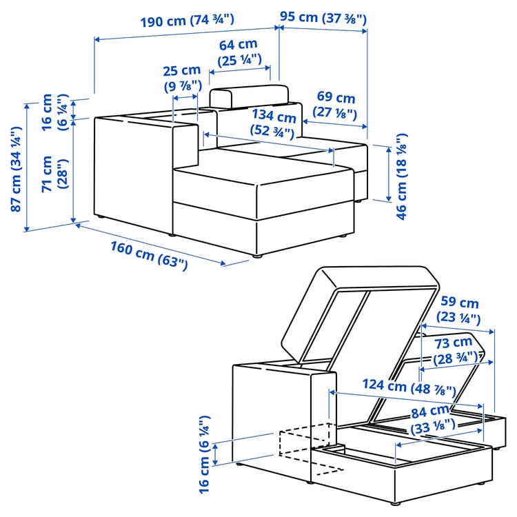 JÄTTEBO 2,5-seat mod sofa w chaise lounge, left with headrest/Samsala ...