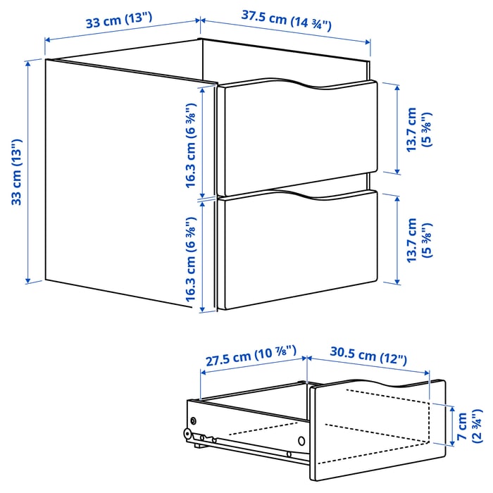 KALLAX insert with 2 drawers, wave shaped/light gray-blue, 33x33 cm ...