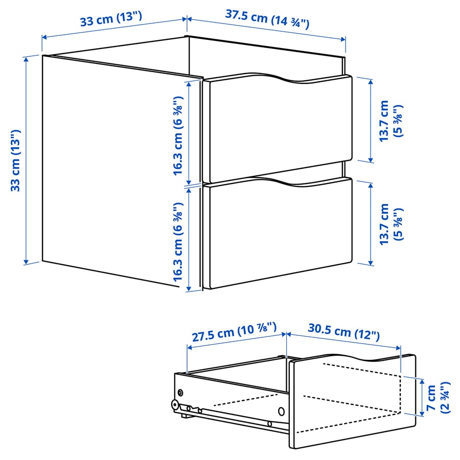 KALLAX insert with 2 drawers, wave shaped/light gray-blue, 33x33 cm ...