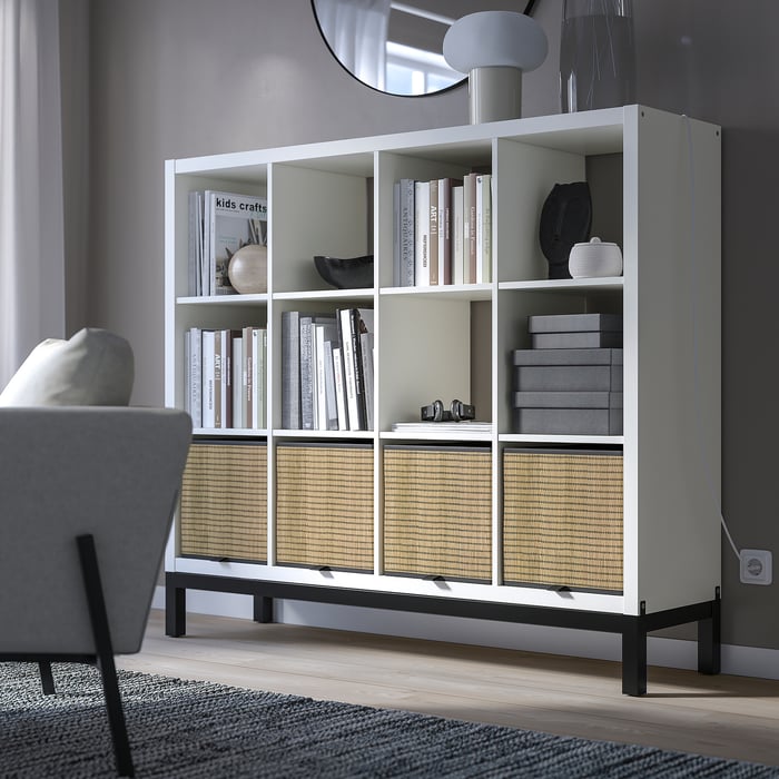 KALLAX shelving unit with underframe, white/black, 147x129 cm (577 ...