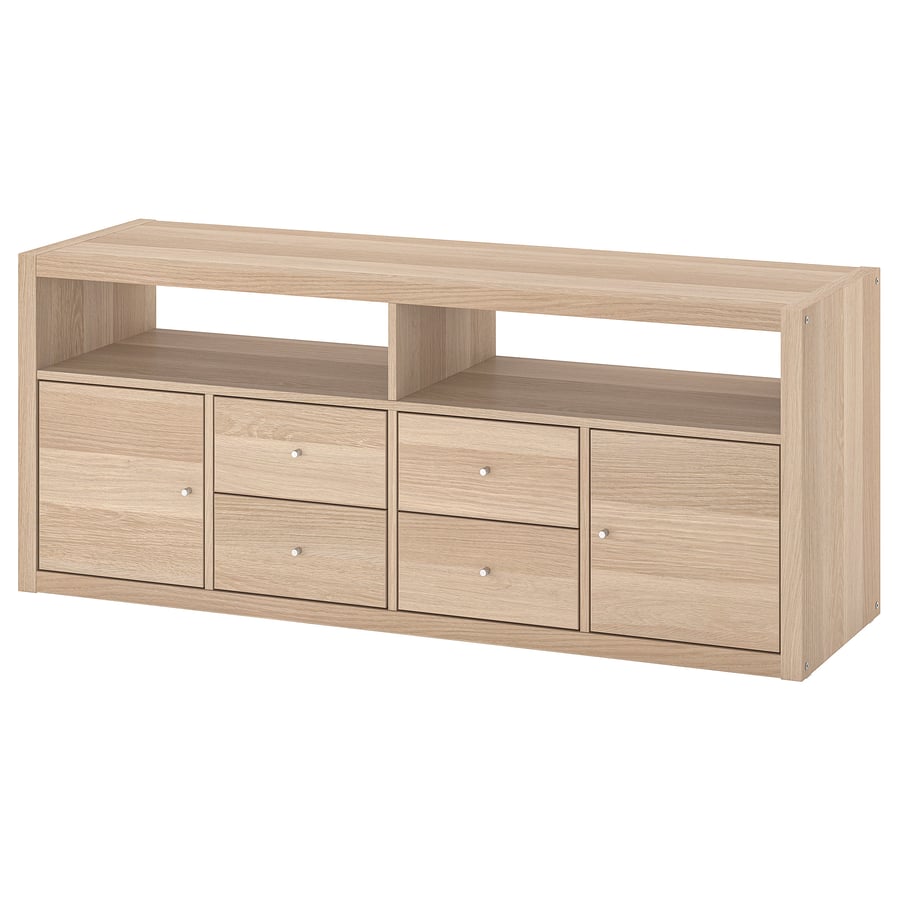 KALLAX TV storage combination, white stained oak effect, 147x39x60 cm ...