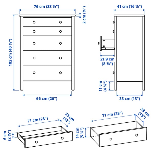 KILBERGET 5-drawer chest, white/anchor/unlock-function, 76x102 cm (297 ...