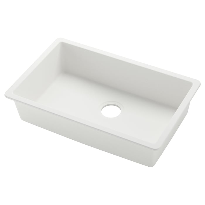 KILSVIKEN single bowl dual mount sink, white quartz composite, 72x46 cm ...