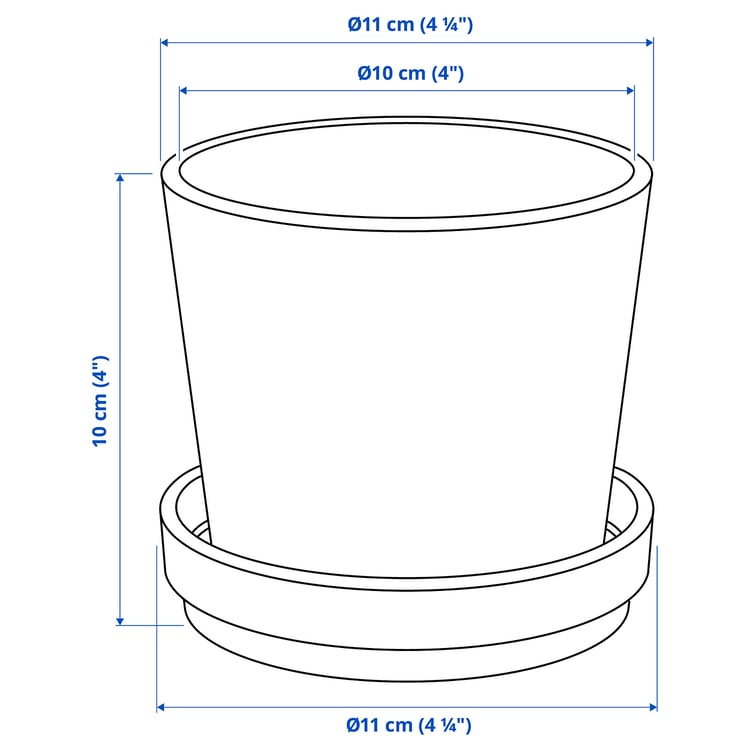 KLOTLÖNN plant pot with saucer, indoor/outdoor/gray/beige, 9 cm (3 ½ ...