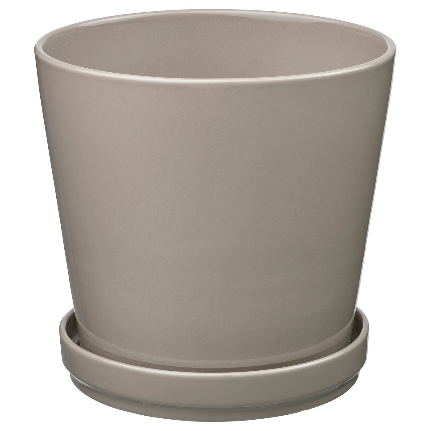 KLOTLÖNN plant pot with saucer, indoor/outdoor/gray/beige, 19 cm (7 ½ ...