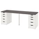 LAGKAPTEN / ALEX Desk, white/black-brown, 783/4x235/8" (200x60 cm ...