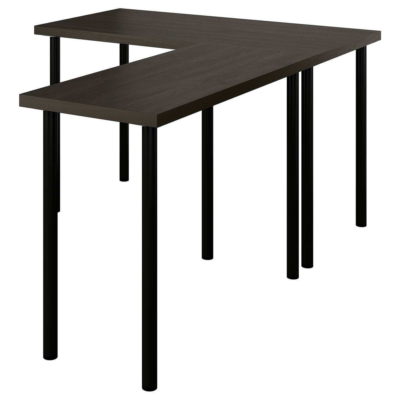 LAGKAPTEN / LINNMON L-shaped desk, black-brown/black, 120x160 cm (471 ...