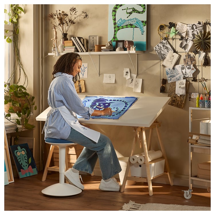 LAGKAPTEN / MITTBACK desk, white/birch, 140x60 cm (551/8x235/8") - IKEA CA