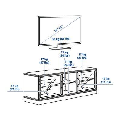 LANESUND TV bench, gray-brown, 161x47x55 cm (633/8x181/2x215/8") - IKEA CA