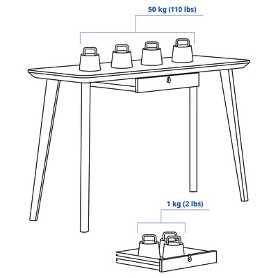 LISABO desk, ash veneer, 118x45 cm (461/2x173/4") - IKEA CA