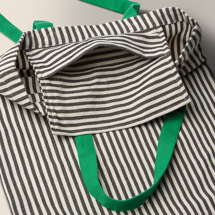 MÄVINN bag, green/stripe white/black - IKEA CA