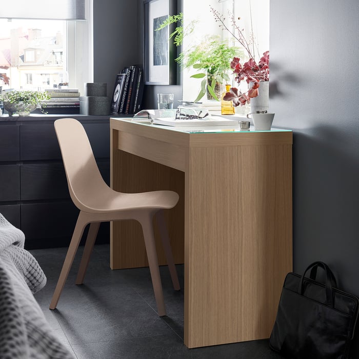 MALM dressing table, white stained oak veneer, 120x41 cm (471/4x161/8 ...