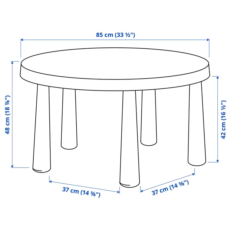 MAMMUT children's table, indoor/outdoor/light blue, 85 cm (331/2 ...