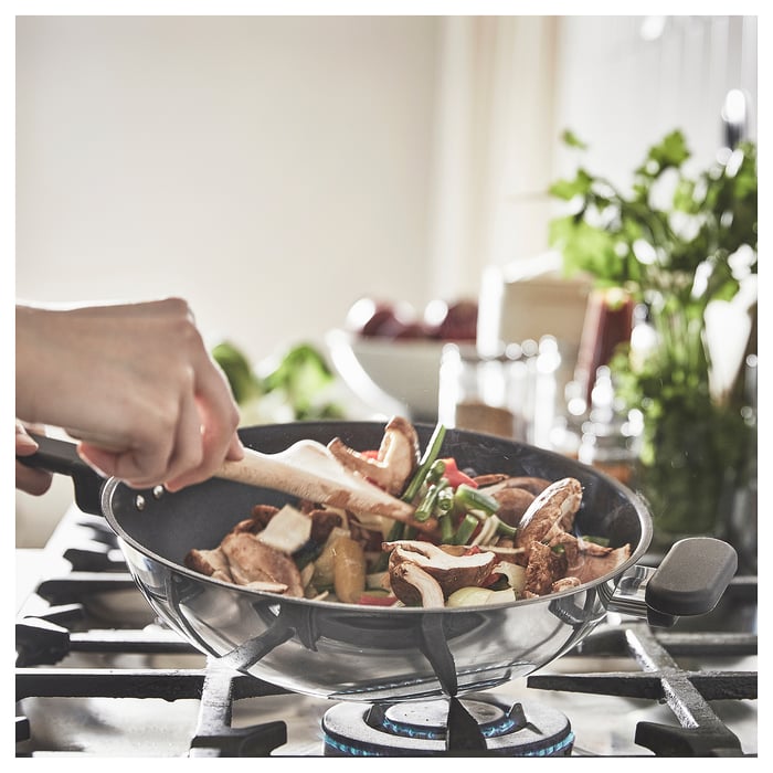 MIDDAGSMAT wok, non-stick coating/stainless steel, 28 cm (11") - IKEA CA