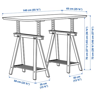 MITTBACK trestle, birch, 58x70/93 cm (227/8x271/2/365/8") - IKEA CA