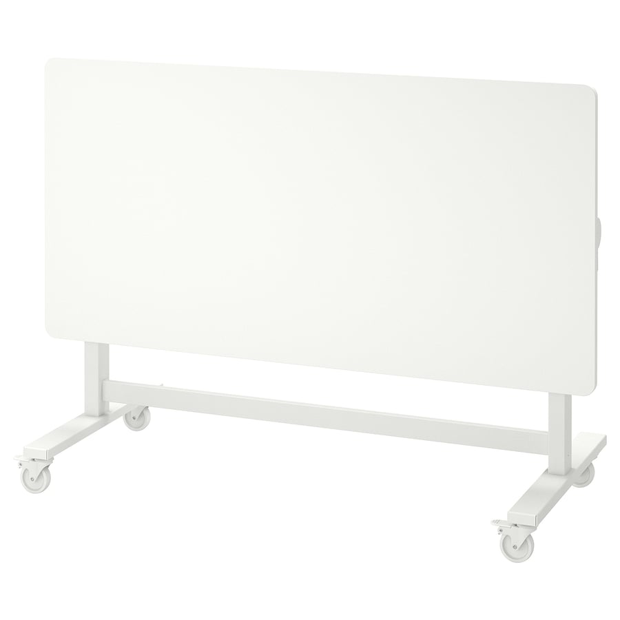MITTZON foldable table with castors, white, 140x70 cm (551/8x271/2 ...