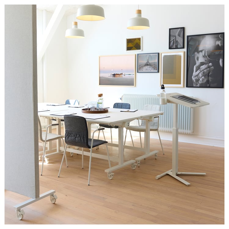MITTZON foldable table with castors, white, 140x70 cm (551/8x271/2 ...