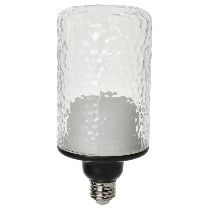 MOLNART LED bulb E26 150 lumen, tube-shaped clear glass/patterned, 90 ...