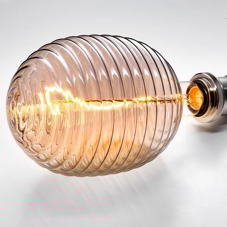 MOLNART LED bulb E26 160 lumen, balloon-shaped with lined glass gray ...