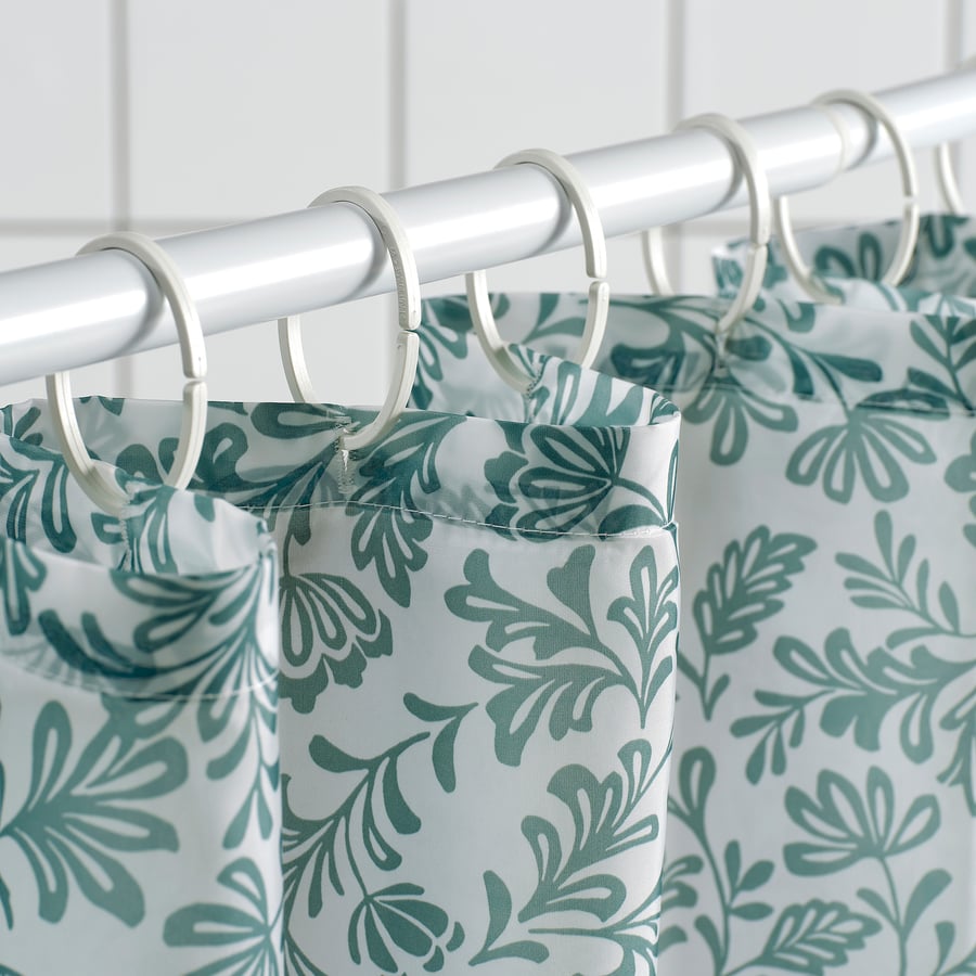 NAPELTYNNE shower curtain, gray-turquoise/floral pattern, 183x183 cm ...