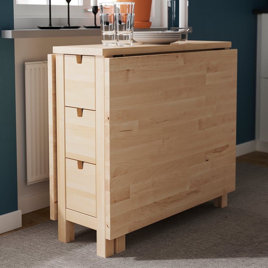 NORDEN gateleg table, birch, 26/89/152x80 cm (101/4/35/597/8x311/2 ...