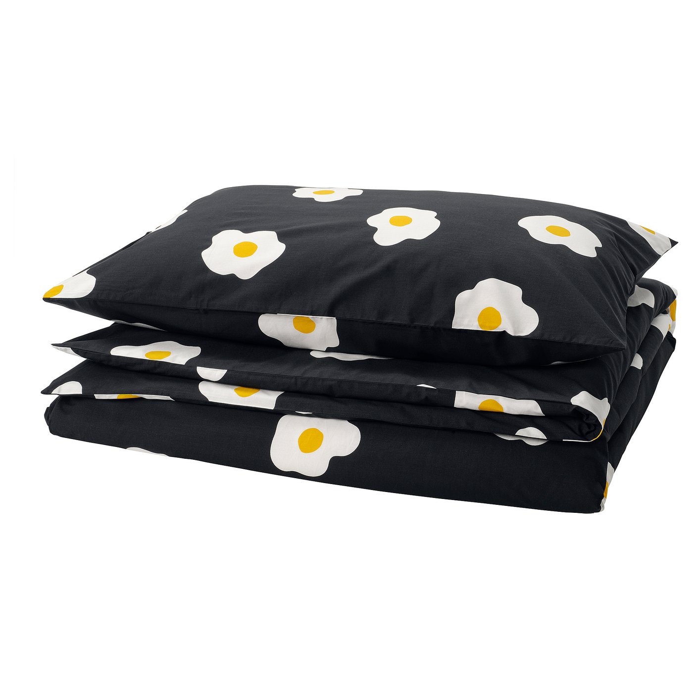ÖGONLOCKSMAL Duvet cover and pillowcase(s) - black/white/yellow - IKEA CA