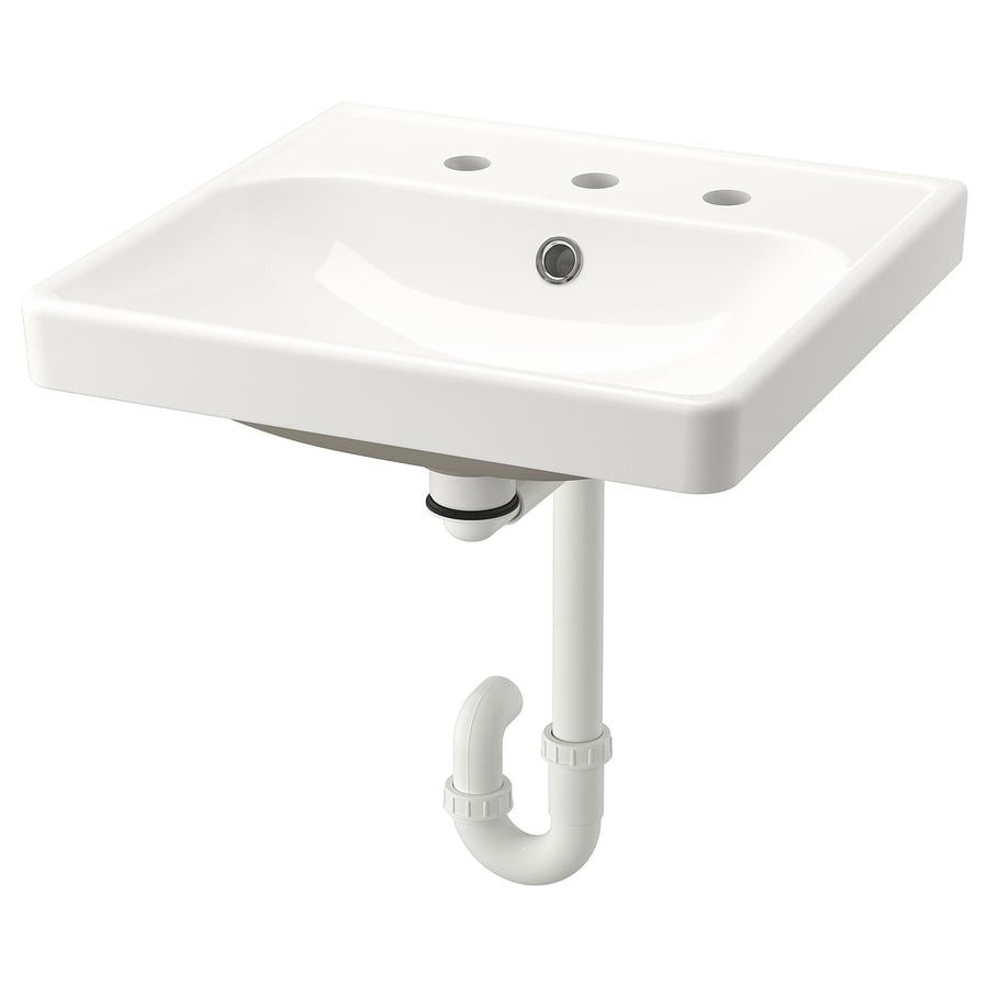ORRSJÖN semi-recessed sink w watr trp, white 8" widespread, 50.8x49.7 ...