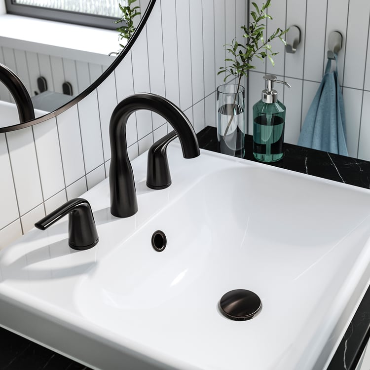 ORRSJÖN semi-recessed sink w watr trp, white 8" widespread, 50.8x49.7 ...