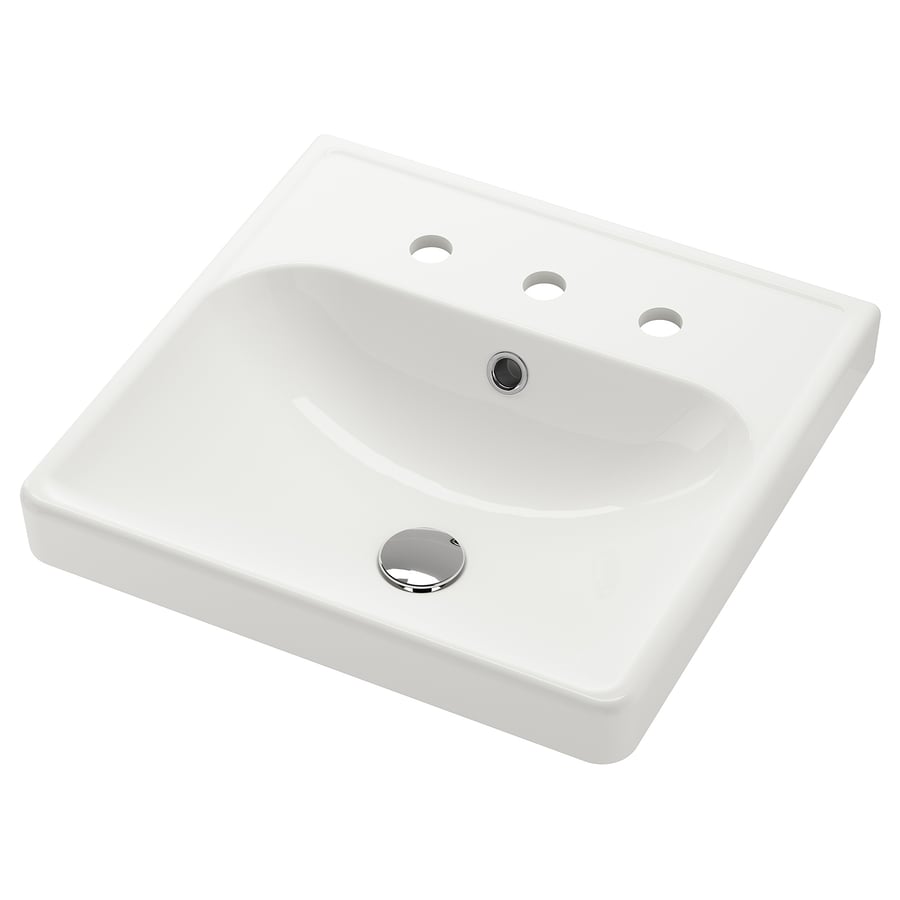 ORRSJÖN semi-recessed sink, white 8" widespread, 51x50 cm (20x195/8 ...