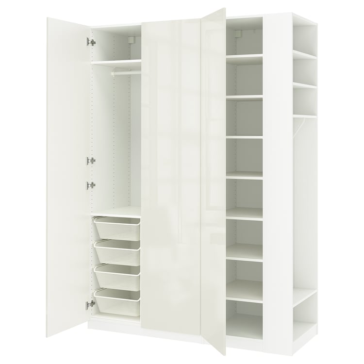 PAX / FARDAL wardrobe combination, white high-gloss white/white ...