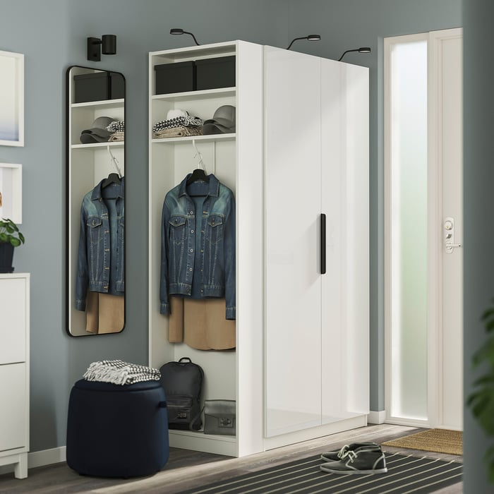 PAX / FARDAL wardrobe combination, white high-gloss white/white ...