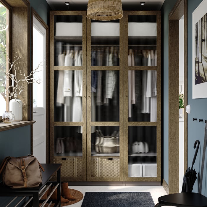Pax Tonstad Wardrobe Combination Dark Gray Brownstained Oak Veneer