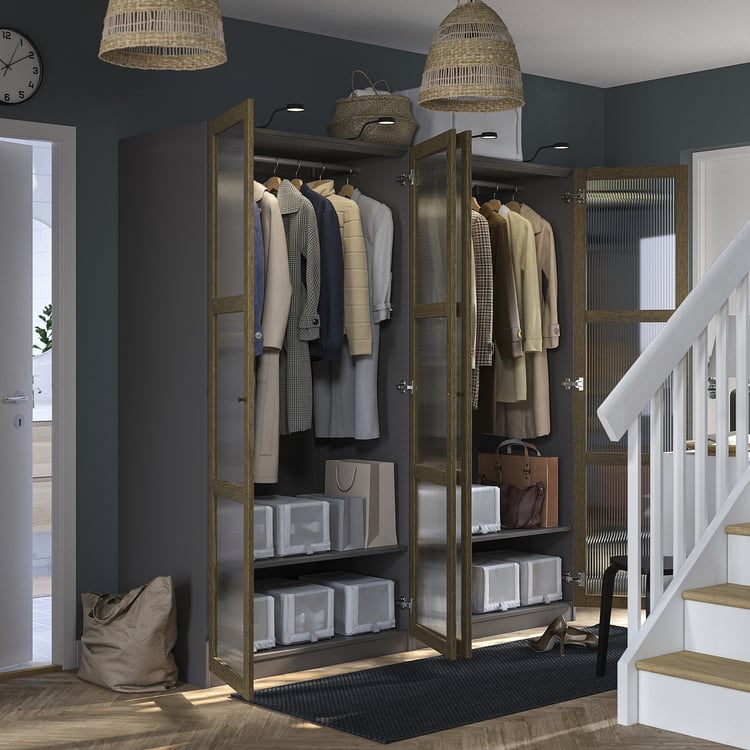 Pax Tonstad Wardrobe Combination Dark Gray Brownstained Oak Veneer