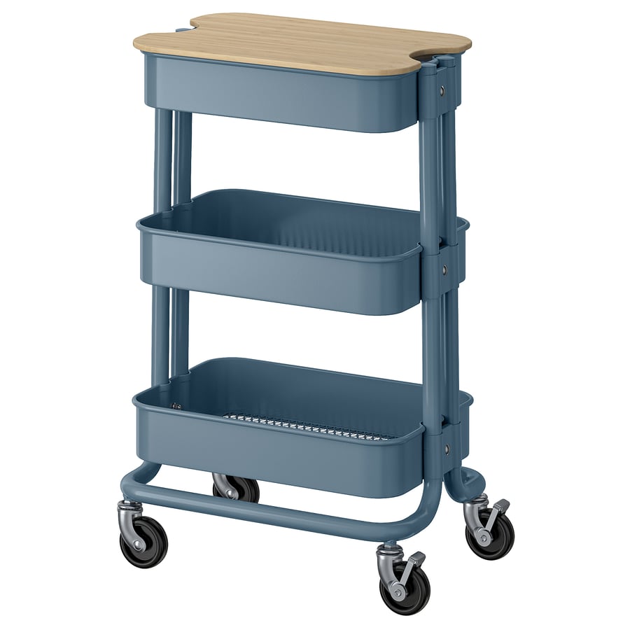 RÅSKOG / NORRÅVA cart with lid, gray-blue, 28x38x61 cm (11x15x24 ...