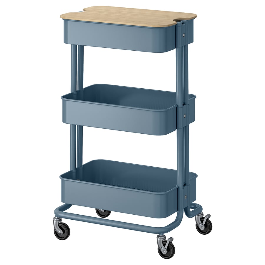 RÅSKOG / NORRÅVA cart with lid, gray-blue, 35x45x77 cm (133/4x173/4x303 ...
