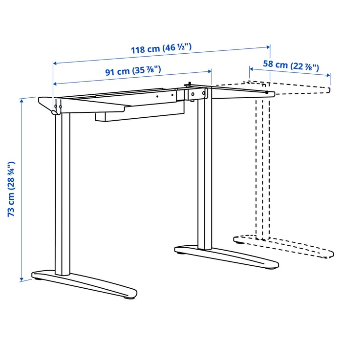 RELATERA underframe for table top, white, 90/117 cm (353/8/461/8 ...