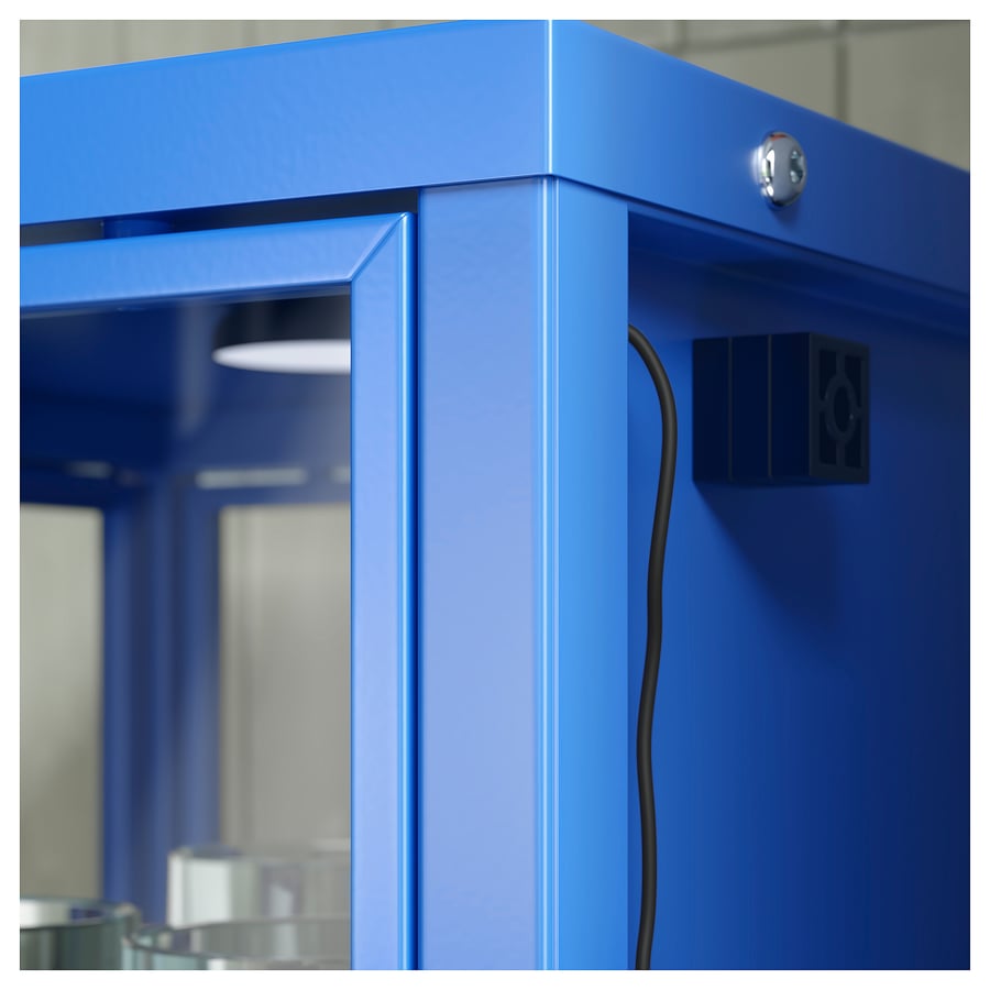 RUDSTA glass-door cabinet, blue, 42x37x155 cm (161/2x145/8x61") - IKEA CA