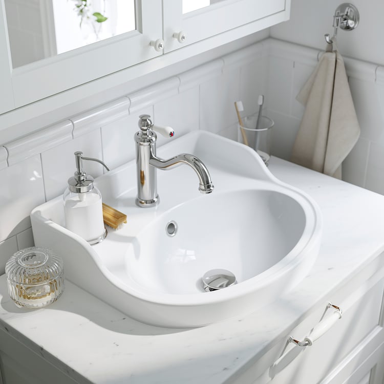 RUTSJÖN semi-recessed sink w watr trp, white, 51x50 cm (20x195/8 ...