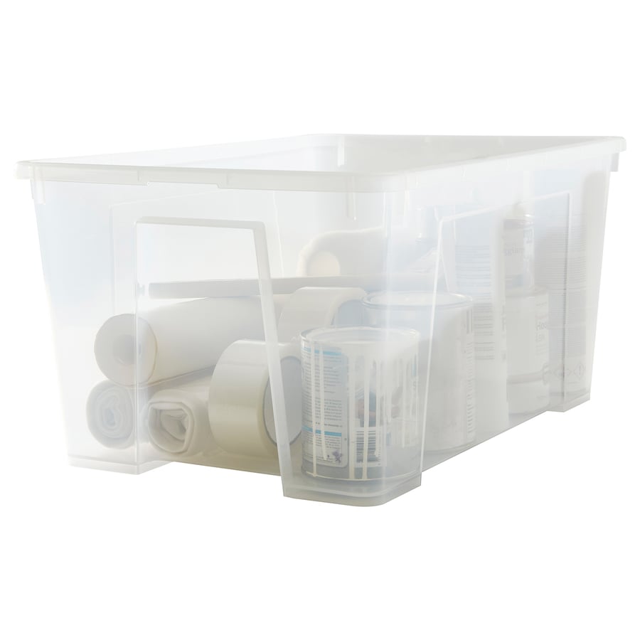 SAMLA box with lid, transparent, 57x39x28 cm/45 l (22 ½x15 ¼x11"/12 ...