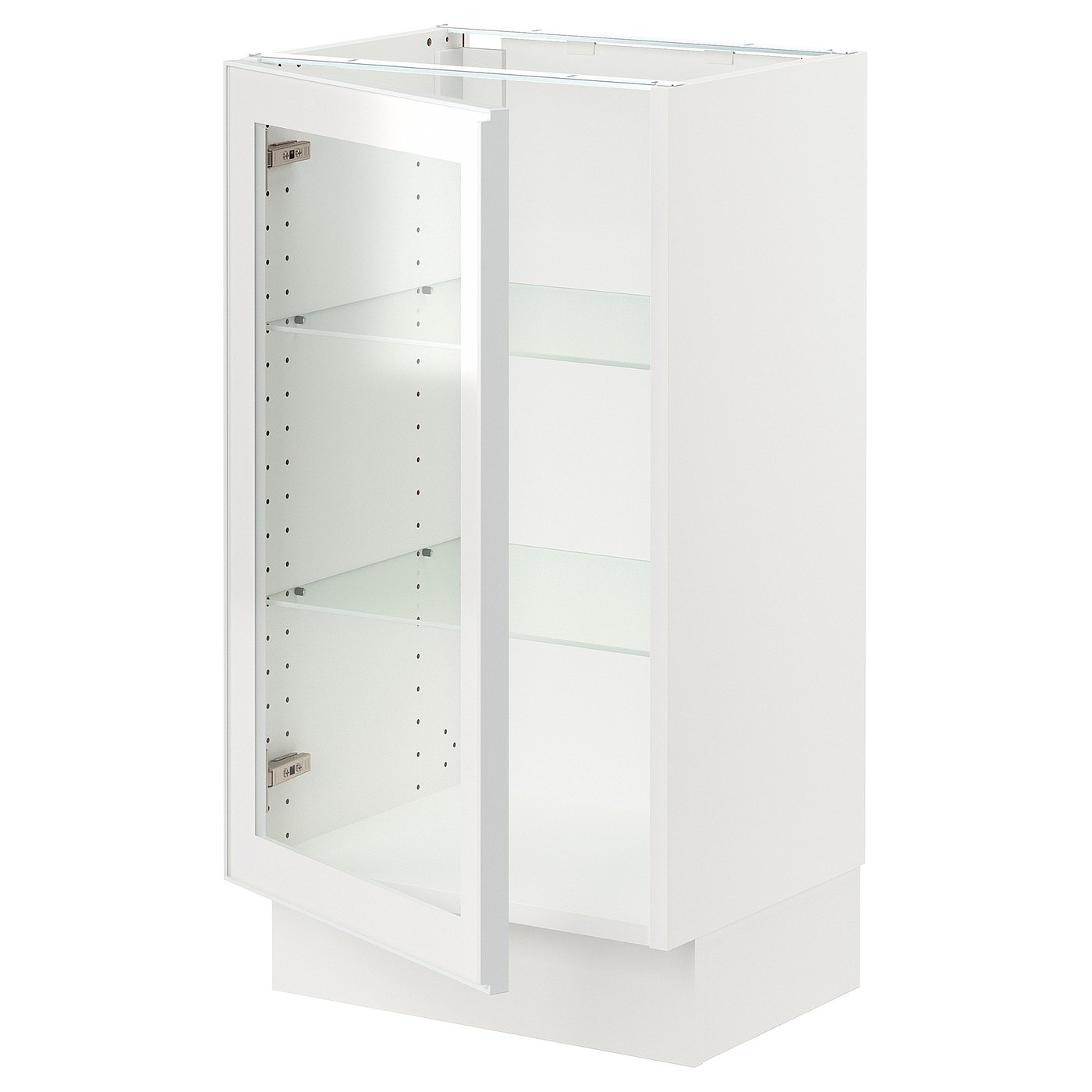 SEKTION base cabinet with glass door, white/Hejsta white clear glass ...