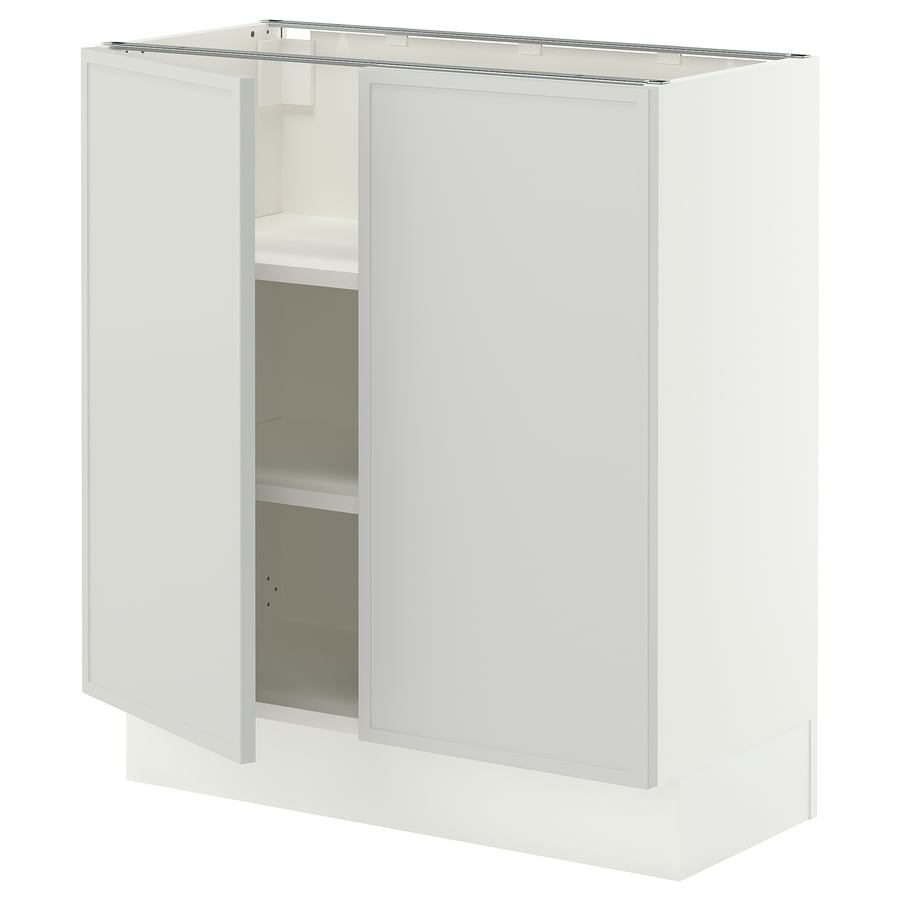 SEKTION base cabinet with shelves/2 doors, white/Aspudden light gray ...